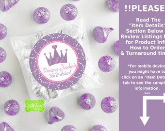 Princess Birthday party Stickers Tiara stickers Princess