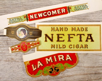 CIGAR BANDS Digital Printable Collage Sheet Vintage Cigar