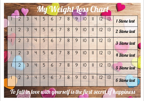Weight Loss Chart / Tracker 6 stone Comes with Star