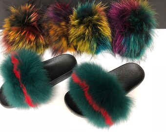 Fur slides | Etsy