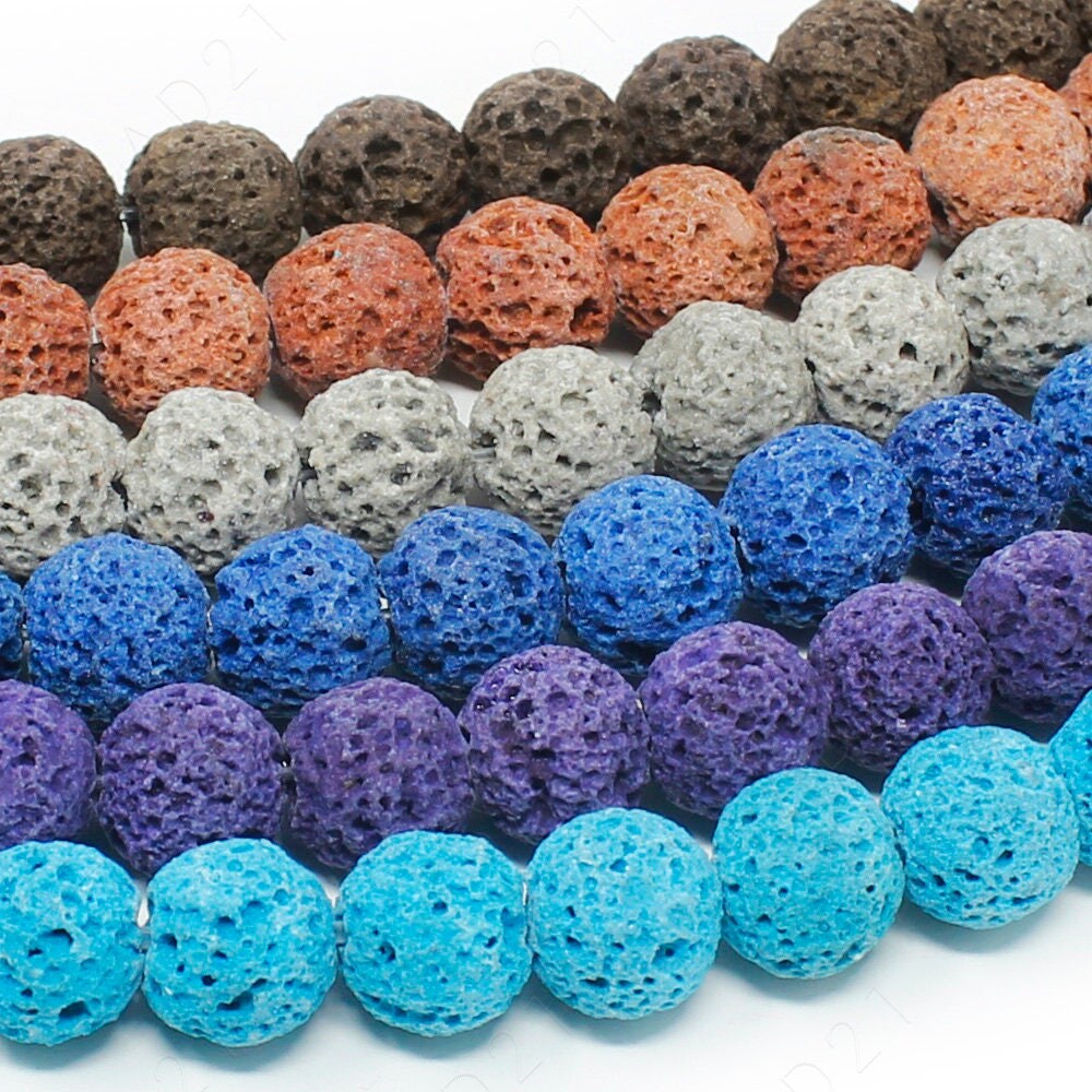 Color Dyed Lava Rock Beads Natural Round Loose 8mm