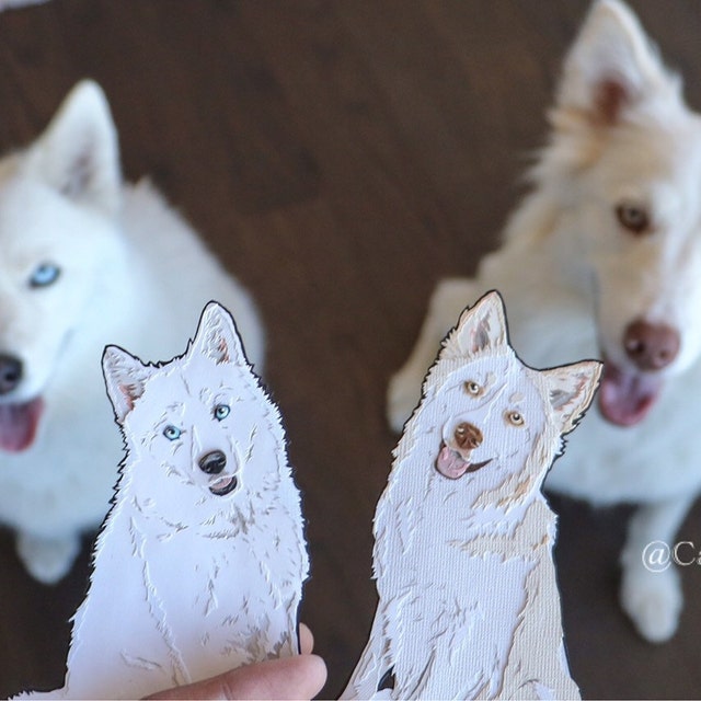 Custom Handmade Paper Pet Portraits by PaperPetArt on Etsy