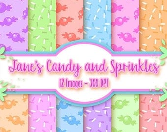 Candy Digital Paper CANDY PATTERN PRINTS Pastel