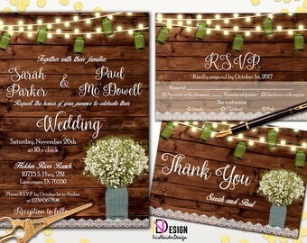 Rustic wedding invitation | Etsy