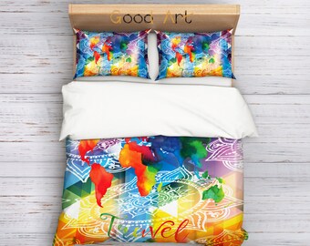 World map bedding | Etsy