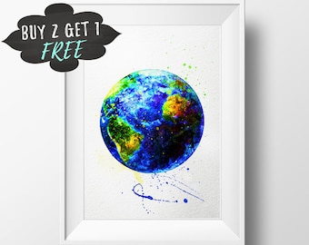 Planet earth print | Etsy