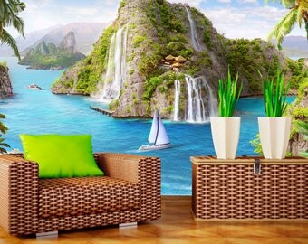 Tropical wall mural | Etsy