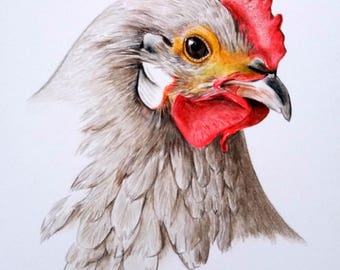 Chicken painting | Etsy