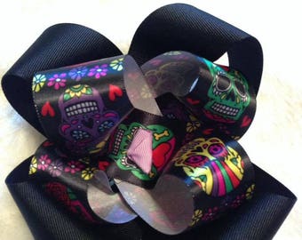 Sugar skull hair bow | Etsy