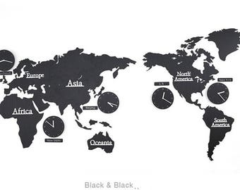 World map wall clock | Etsy