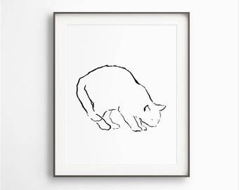 Cat line drawing | Etsy