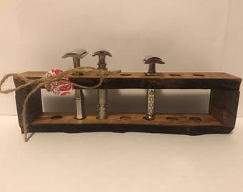 Red burst wood razor stand Cherry Razor Stand Razor holder