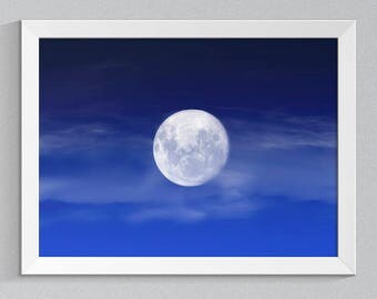 Blue moon print | Etsy