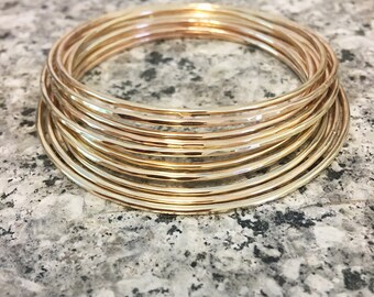 Thin gold bangle | Etsy