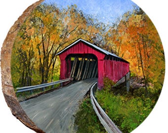 Covered bridge art | Etsy