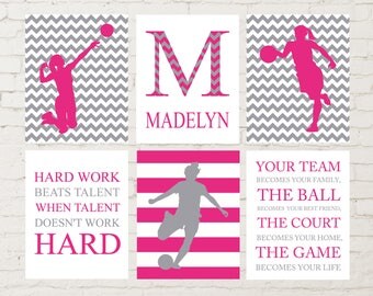 Volleyball girl basketball girl softball sports art for