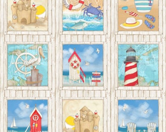 Beach theme fabric | Etsy