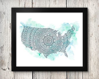 Watercolor mandala | Etsy