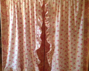 Pink floral curtains | Etsy