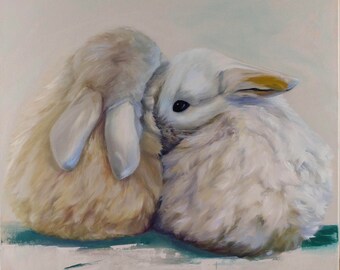Rabbit oil painting | Etsy