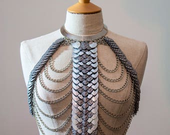 Chainmail & Scale mail Top with Shoulder Armor Costume