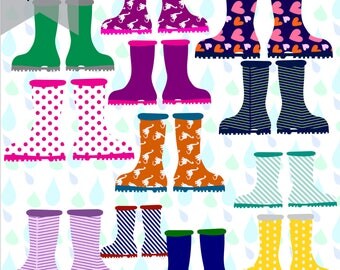 Rain boots clipart | Etsy