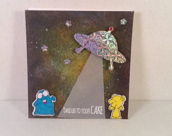 Alien birthday card | Etsy