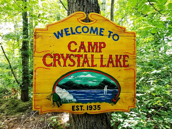 Handcrafted Camp Crystal Lake Reclaimed Wood Sign Friday The