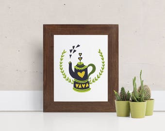 Tea print Tea Cups Kitchen art Wall Art PrintTea Art