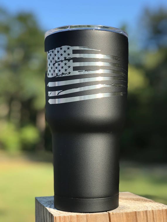 American Flag Powder Coated Yeti Tumbler No Vinyl Decal Custom