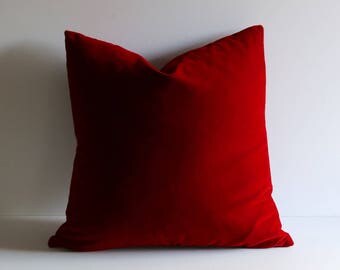 Red velvet cushion | Etsy