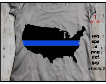 Thin blue line svg | Etsy