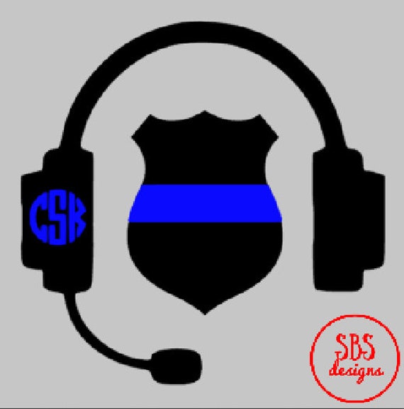 Police Dispatcher Headset Decal Vinyl Decal