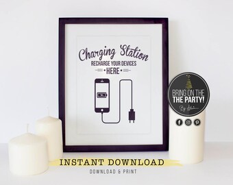 Wedding Charging Bar Sign Printable Charging Station Sign