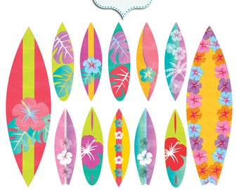 Hawaiian Surf Clipart Summer Beach Clip Art Surfboards