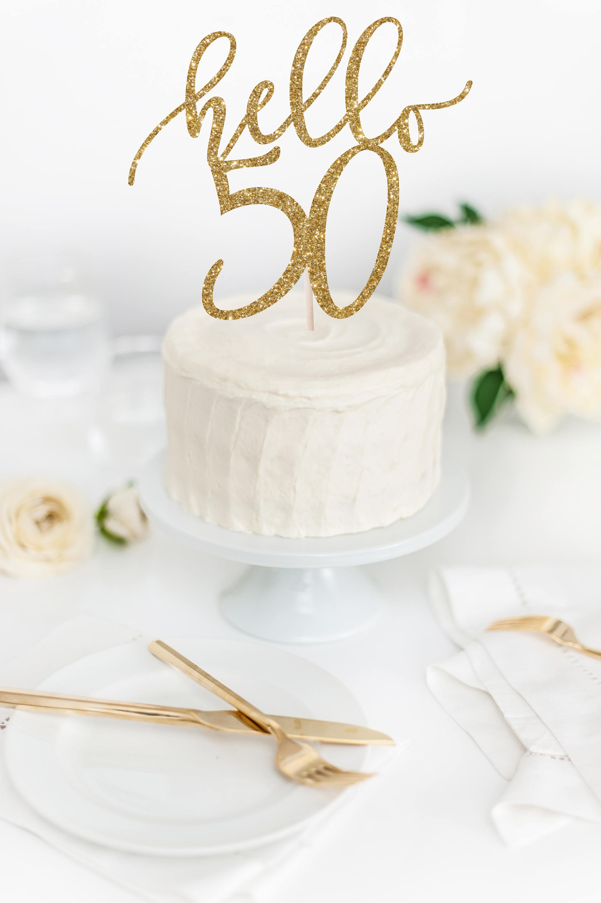 Hello 50 Cake Topper 50th Birthday Cake Topper Glitter