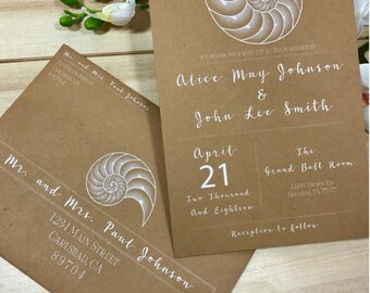 Shell invitations | Etsy
