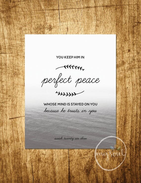 Perfect Peace Printable Isaiah 26:3 Bible Verse Scripture