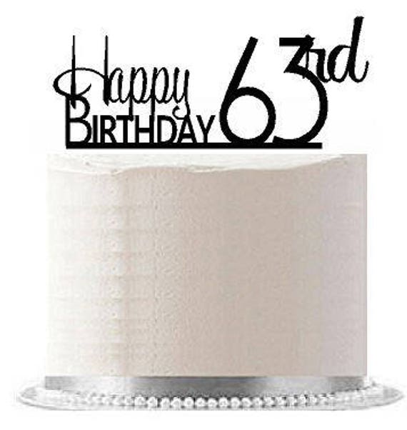 Happy 63rd Birthday Agemilestone Elegant Cake Topper