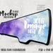 Horizontal megaphone shaped plaque mockup with front and side