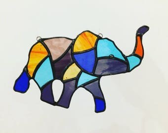 Stain glass elephant | Etsy
