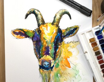 Goat art | Etsy