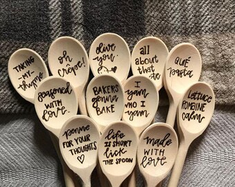 Wood burned spoons | Etsy