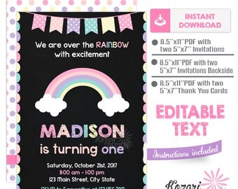 Rainbow invitation | Etsy