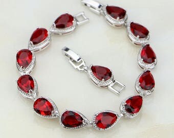 Red stone bracelet | Etsy