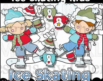 Ice skating clipart | Etsy