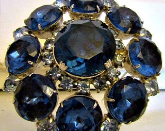 Blue rhinestone pin | Etsy
