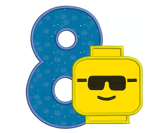 LEGO Number 8 - Machine Applique Embroidery - Instant Digital Download ...