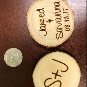 25 PERSONALIZED Initials Wood Rounds. Laser Cut Rustic