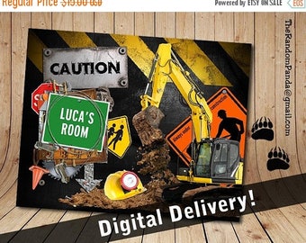 Construction party poster sign PRINTABLE dig in party zone
